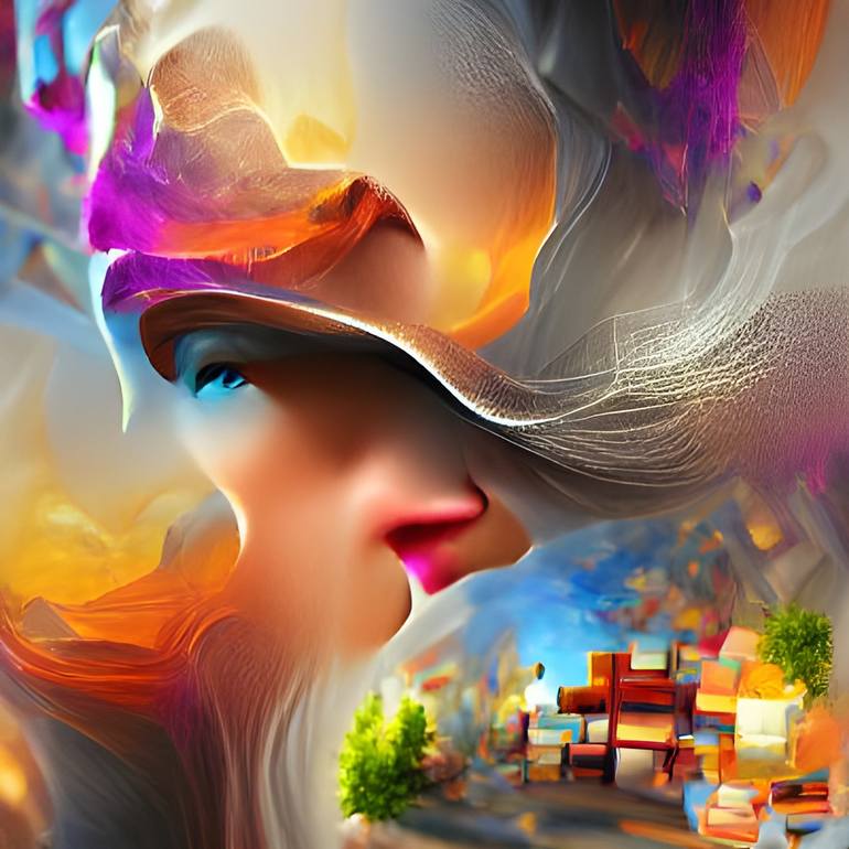 The Thinking Lady Painting by Hoai Nguyen | Saatchi Art