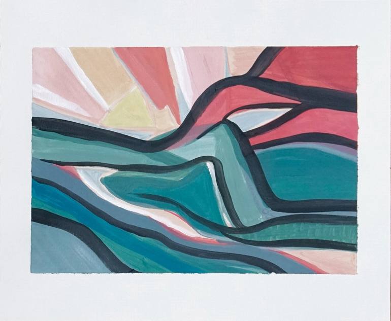 Stained Glass Sunset Painting by Karin Barbee | Saatchi Art