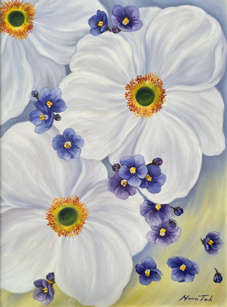 Scattered Flowers Painting by Mona Tak | Saatchi Art