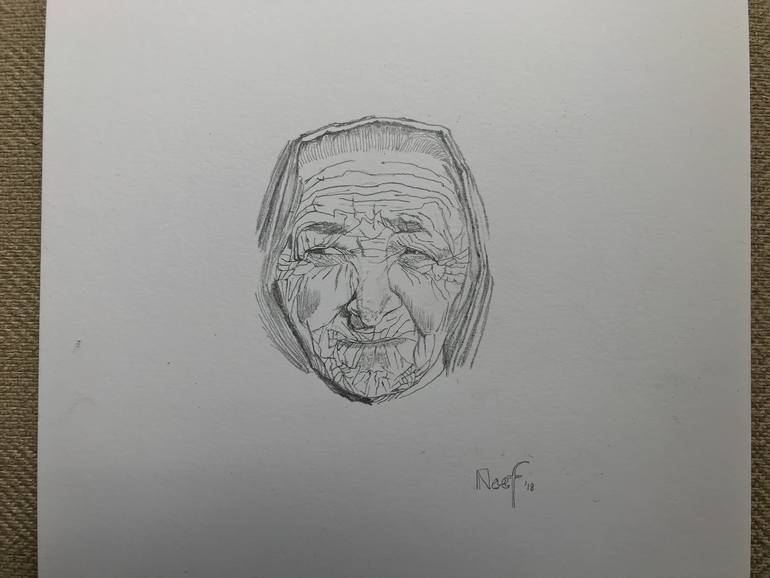 Old Woman Drawing by Naef Basile | Saatchi Art