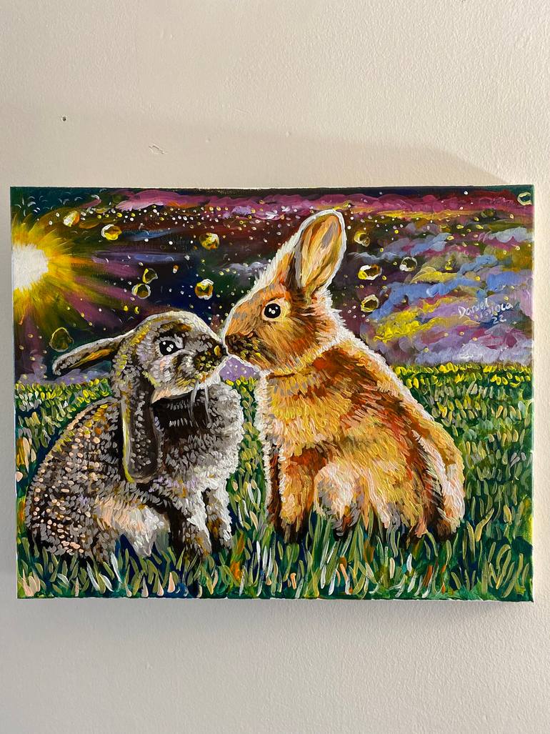Love bunnies Painting by Daniel Isijola | Saatchi Art