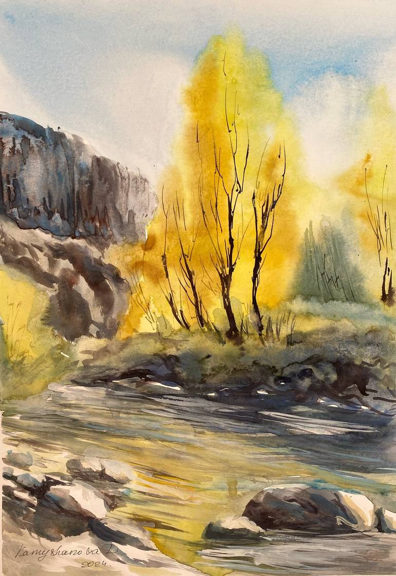 Autumn in the Garni gorge Painting by Daria Kamishanova | Saatchi Art