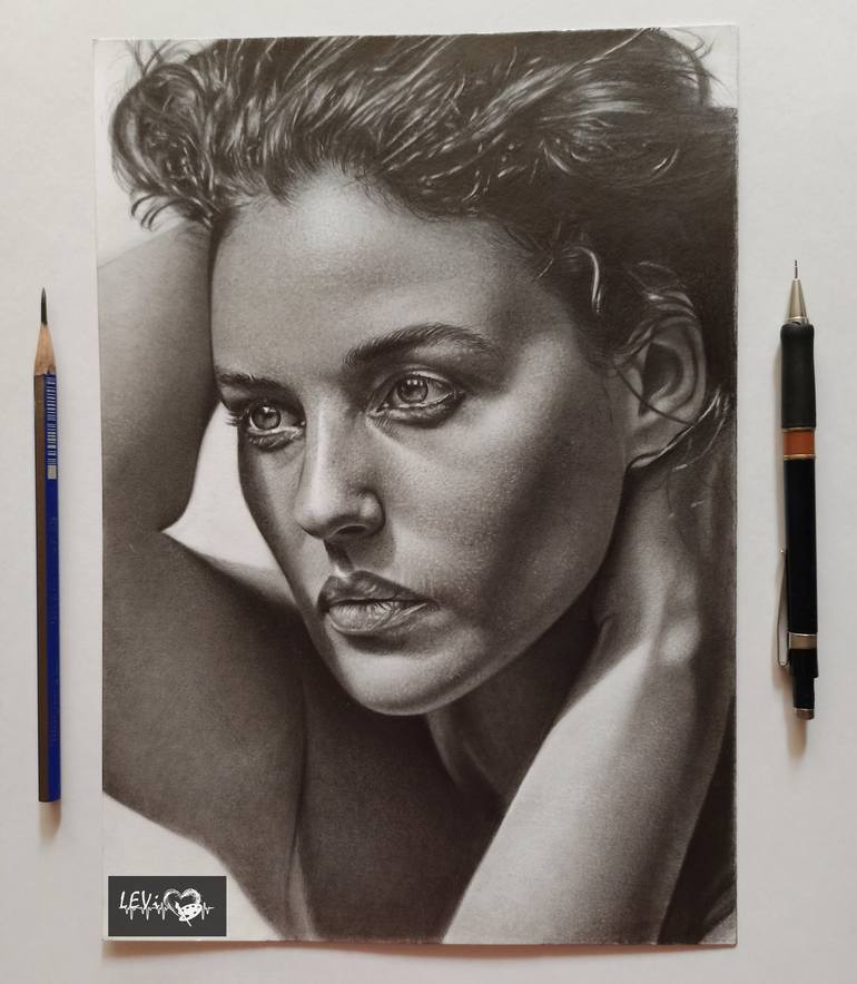 Monica Bellucci Drawing by Levan Bolkvadze | Saatchi Art