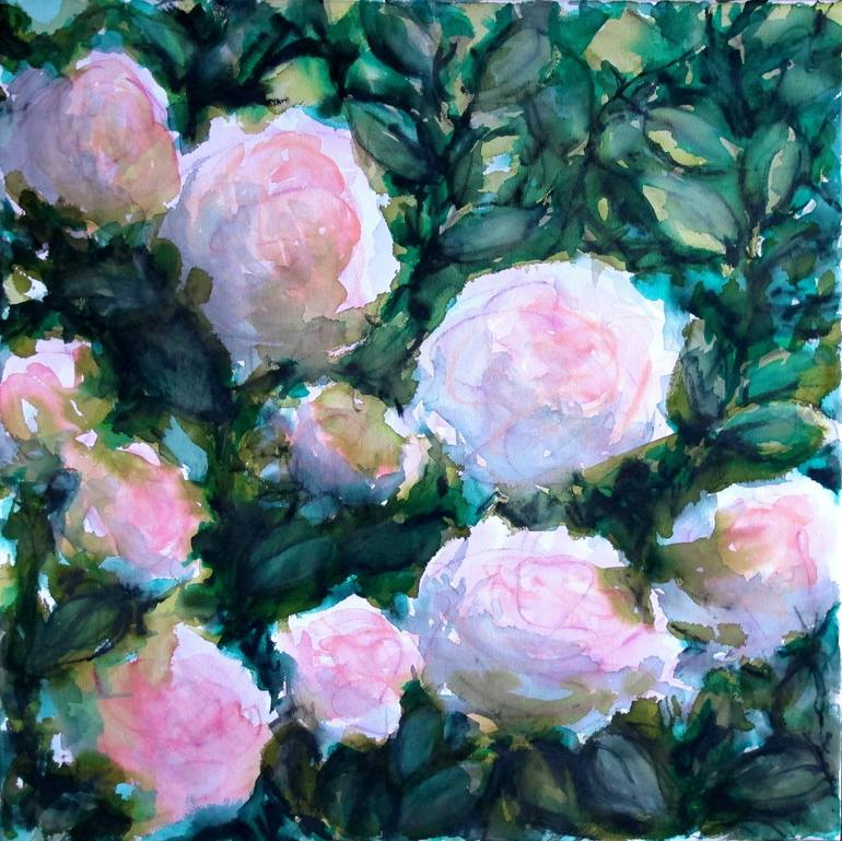 Roses evocation Painting by Fabienne Monestier | Saatchi Art