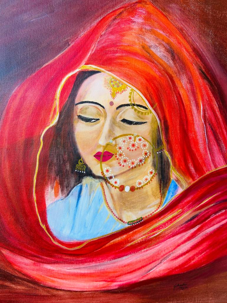 Kangra Bride Painting by Shashi Guleria | Saatchi Art