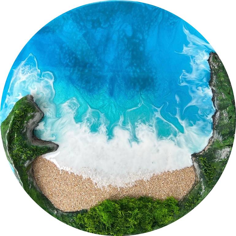 Blue ocean epoxy resin panel, Kelingking beach, Bali, Nusa Penida ...