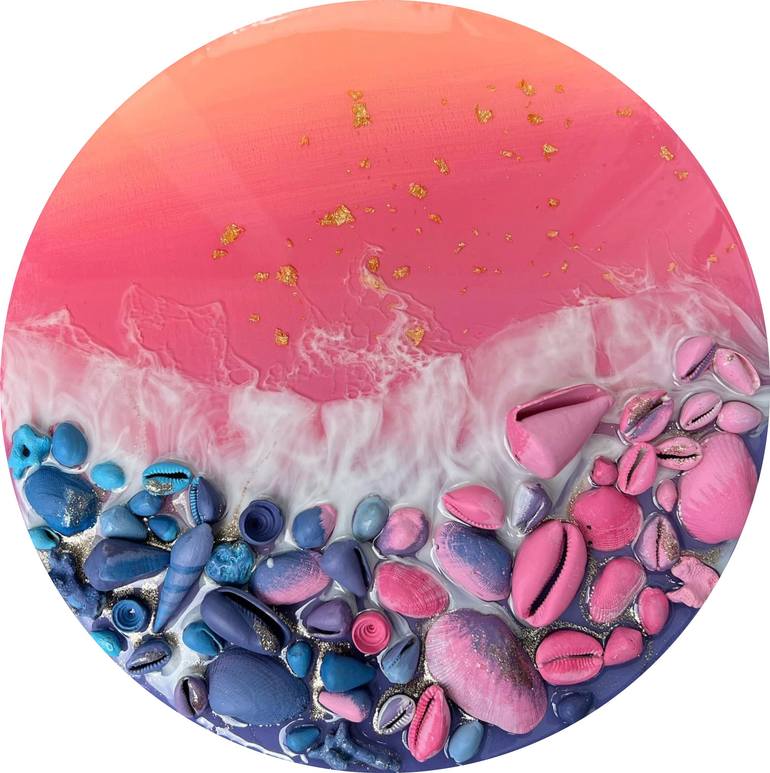 Epoxy resin interior panel - Fantasy beach Pink, preorder Painting by ...