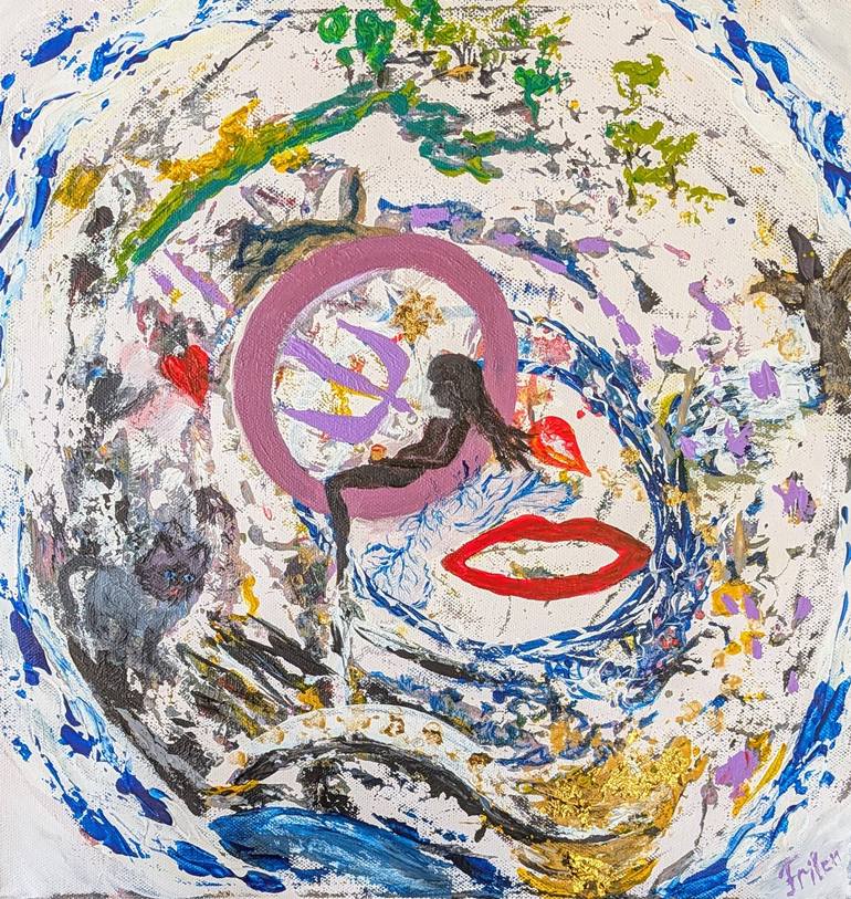 Golden Trace Painting by Ellen Frischbutter | Saatchi Art