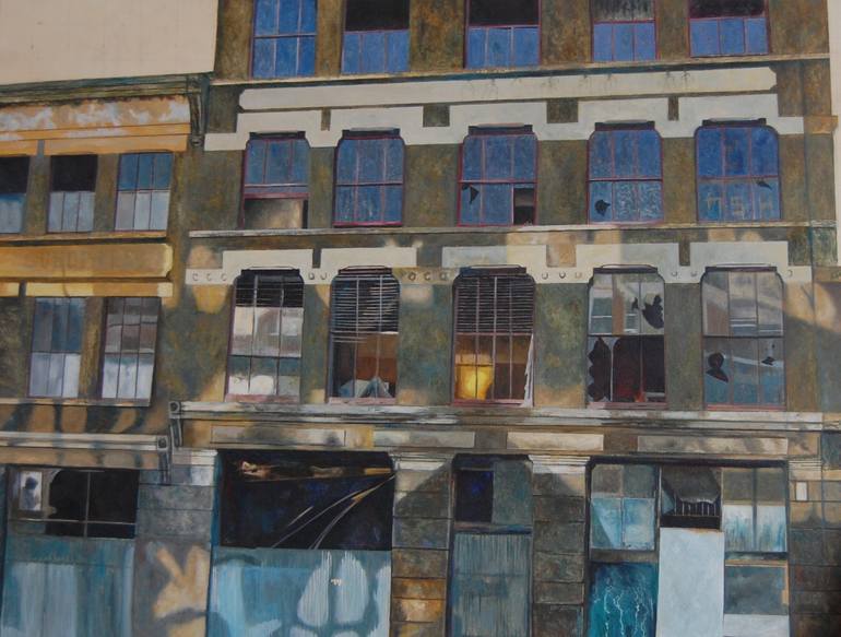 Light on a derelict building. Painting by Simon Haigh | Saatchi Art