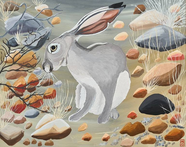 Sonoran Desert Jack Rabbit Painting by Michelle Okines | Saatchi Art