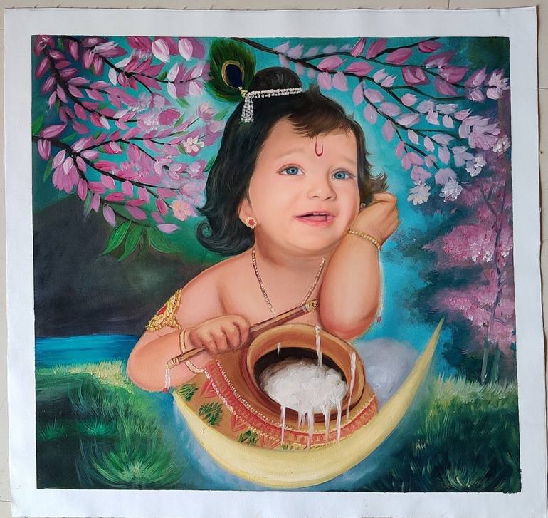 Little Krishna Painting by Miss Rishika | Saatchi Art