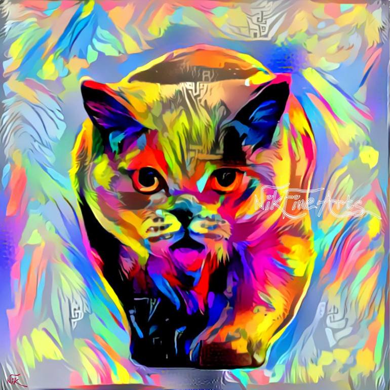 BRITISH SHORTHAIR CAT Painting by Nik Tod | Saatchi Art