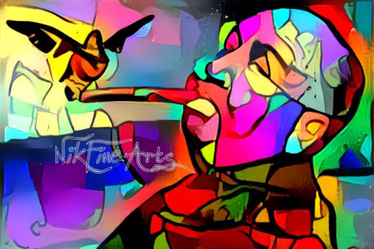 ALFRED HITCHCOCK AND THE BIRDS Painting by Nik Tod | Saatchi Art