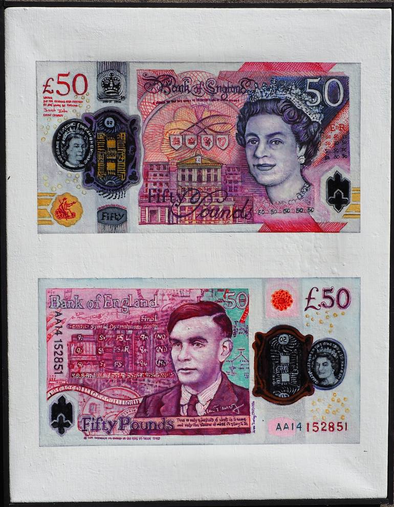 £50 note with Alan Turing Painting by Paul Littlehales | Saatchi Art