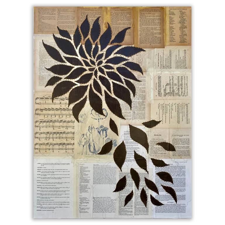Leaves of Dahlia Mixed Media by mary-ellen kelly | Saatchi Art