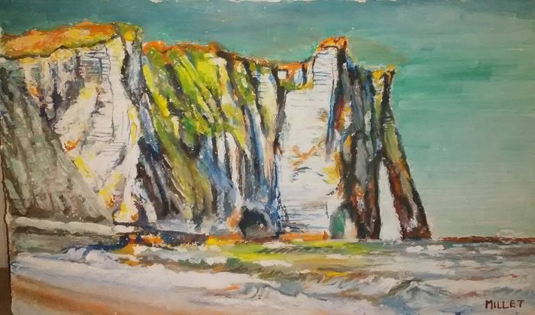 Fresque Etretat Painting by Cyriaque Millet | Saatchi Art