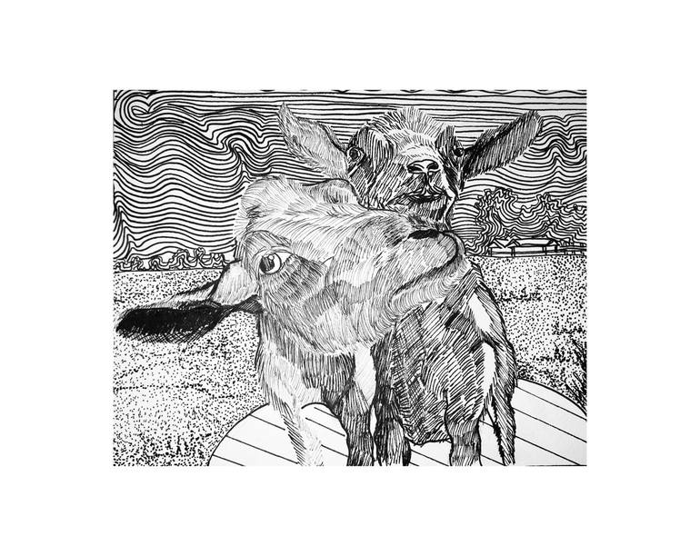 Farm ink goat print Drawing by Anastasiia Kovalova | Saatchi Art