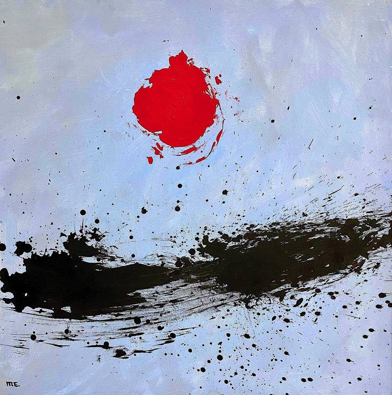 Red on Blue II Painting by Mutlu Ertac | Saatchi Art