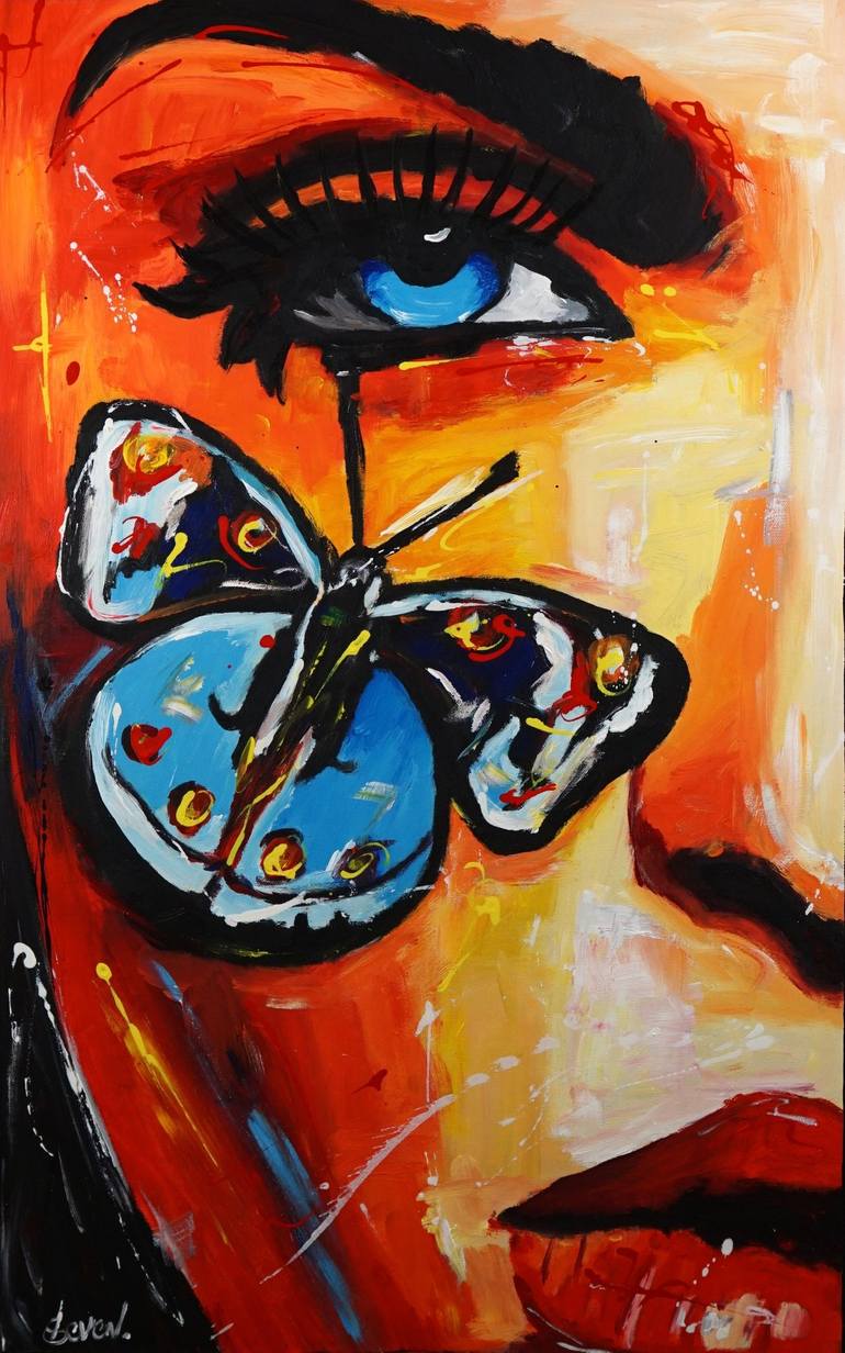 Girl with butterfly Painting by Rafal Stach | Saatchi Art