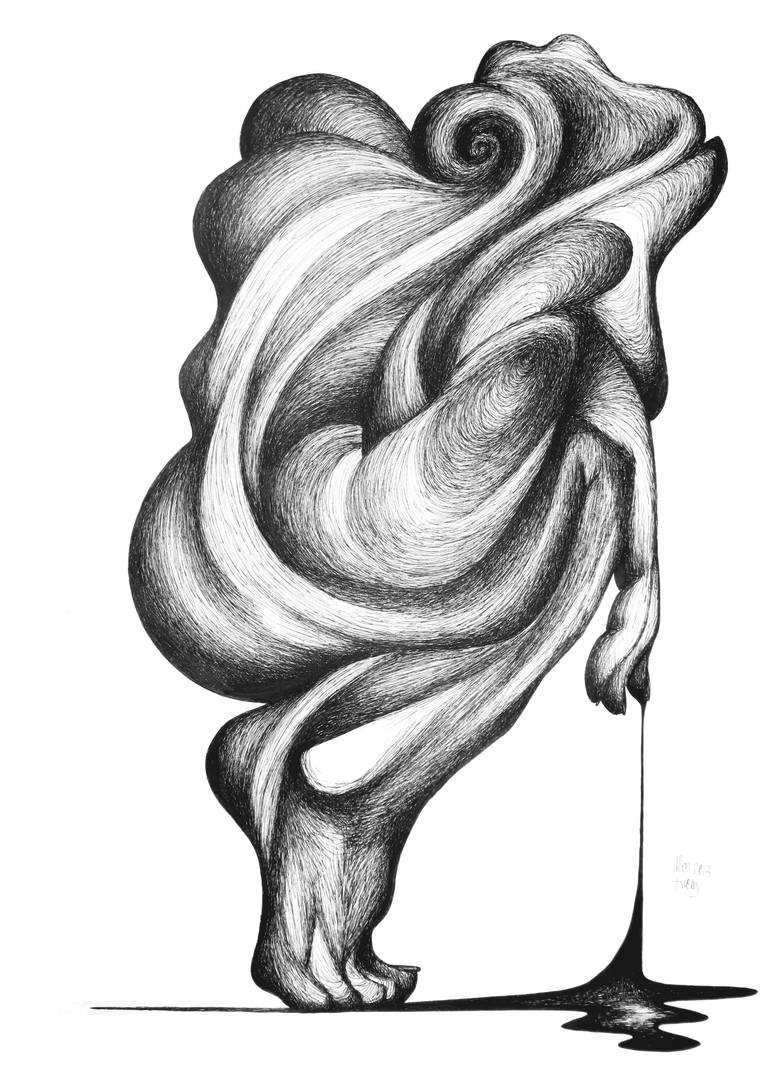 On tiptoe life goes on Drawing by Red Tweny | Saatchi Art