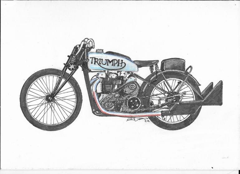 1937 Winslow Wicksteed Triumph 495cc at Brooklands Drawing by Shaun ...