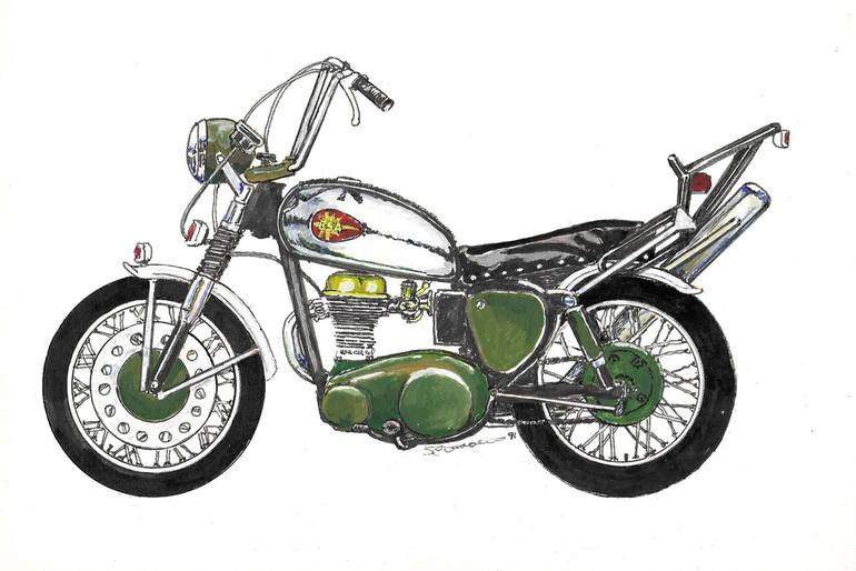 BSA C12 C11G 250cc Chopper Drawing by Shaun Donovan Saatchi Art