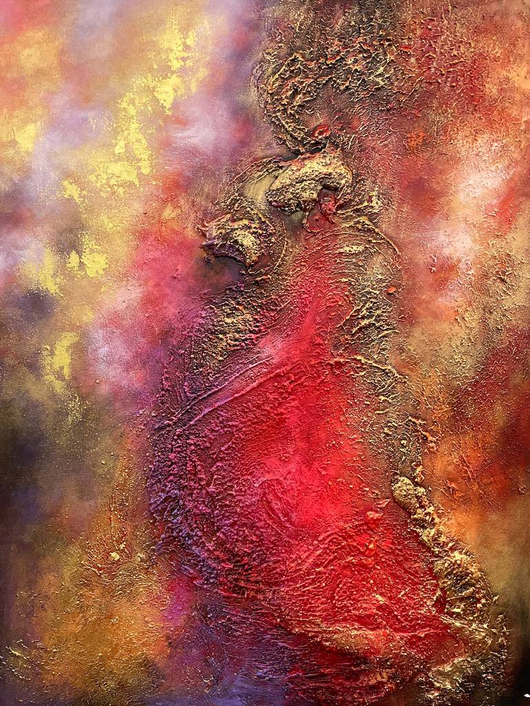 Metallic Gold Textured Artwork M00011 Painting by Drunk Abstracts ...