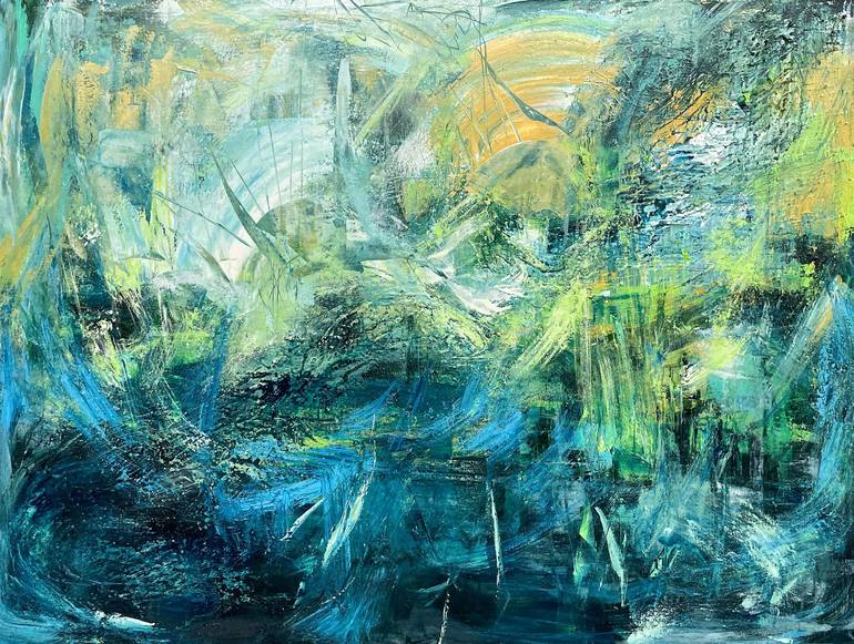 Green Bushy Abstract Painting III M00051 Painting by Drunk Abstracts ...