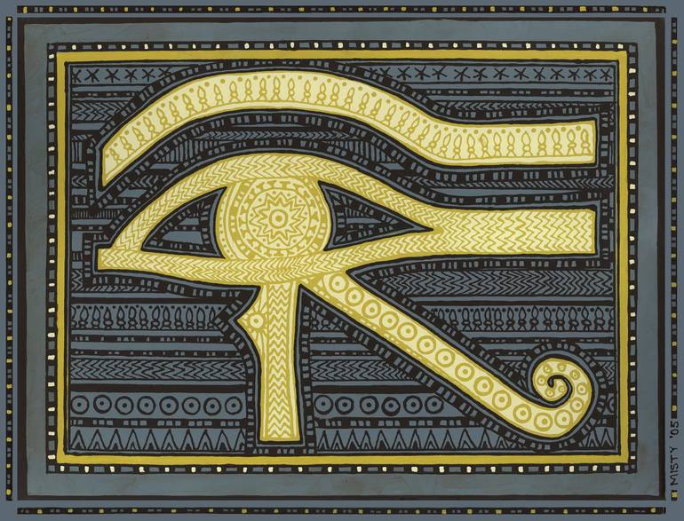 Eye of Horus, Blue Painting by Misty Carey | Saatchi Art