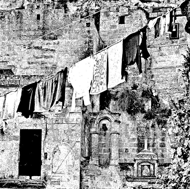 Sassi of Matera clothes hanging pen Drawing by Giuseppe Cocco | Saatchi Art