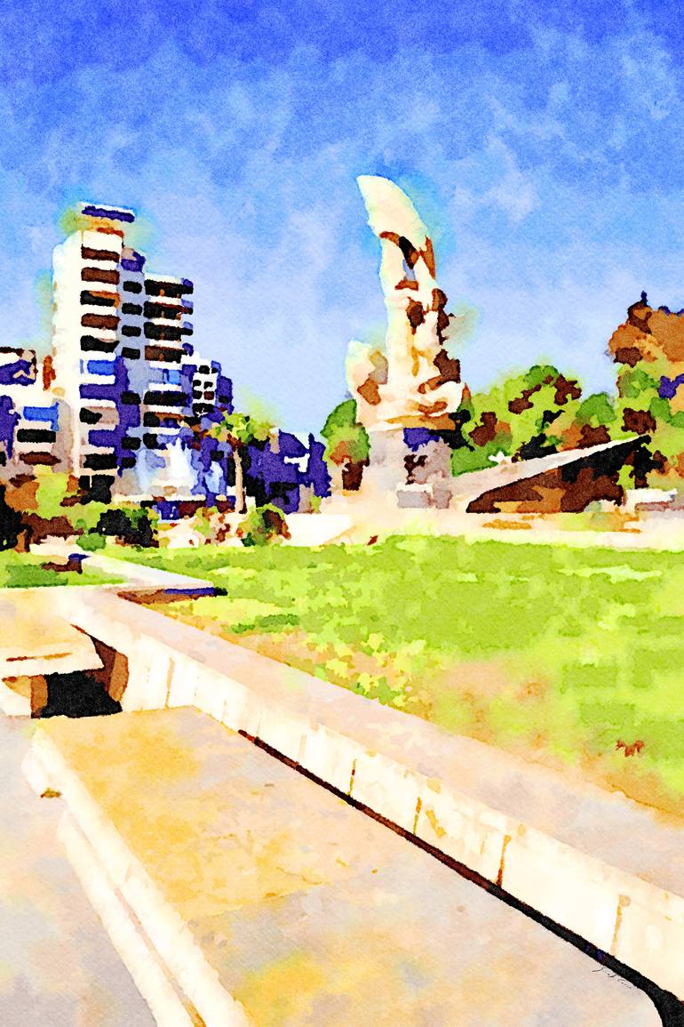 Aleppo: view with monument and buildings Painting by Giuseppe Cocco ...