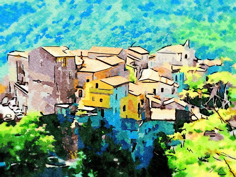 Tortora view Painting by Giuseppe Cocco | Saatchi Art