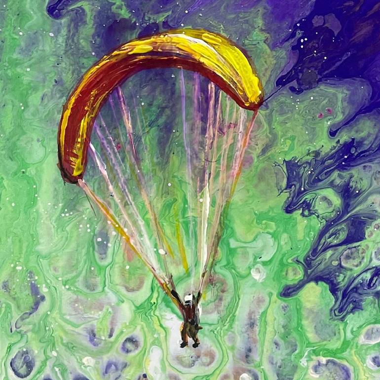 Paragliding Painting by Maka Sekhniashvili | Saatchi Art