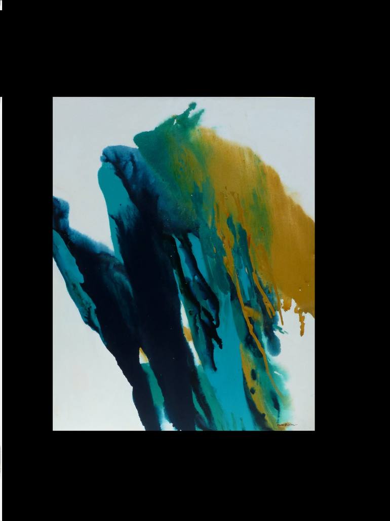 Gold and Blue Painting by Pam Berns | Saatchi Art