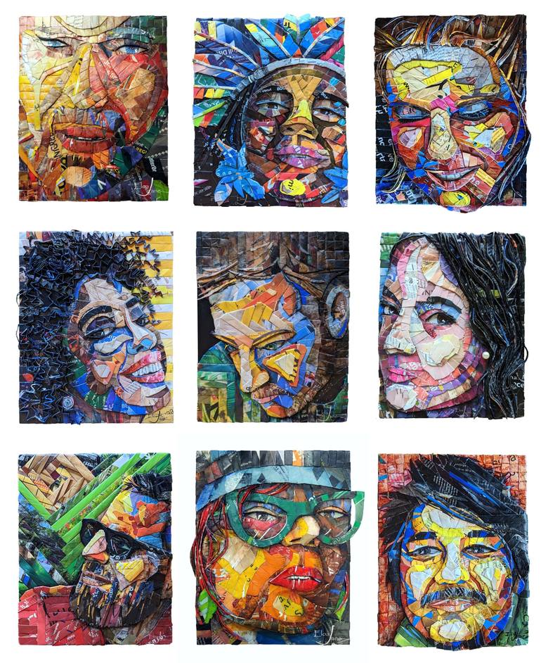 Anahi Face #5-Tupi Guarani Native Brazilian-Portrait-Paper Relief Mixed ...