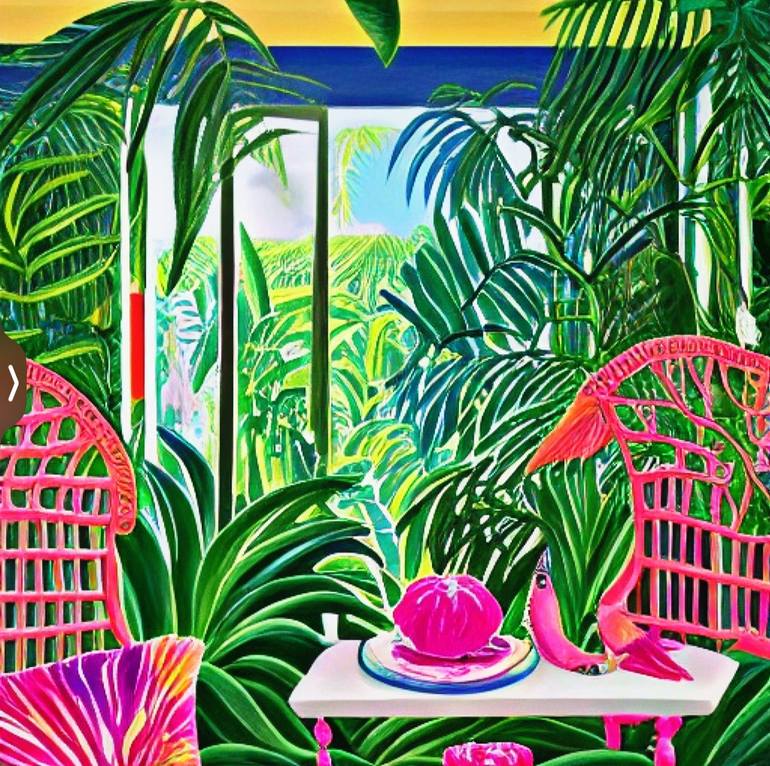 Veranda with red armchairs Painting by Lucy Beachhouse | Saatchi Art