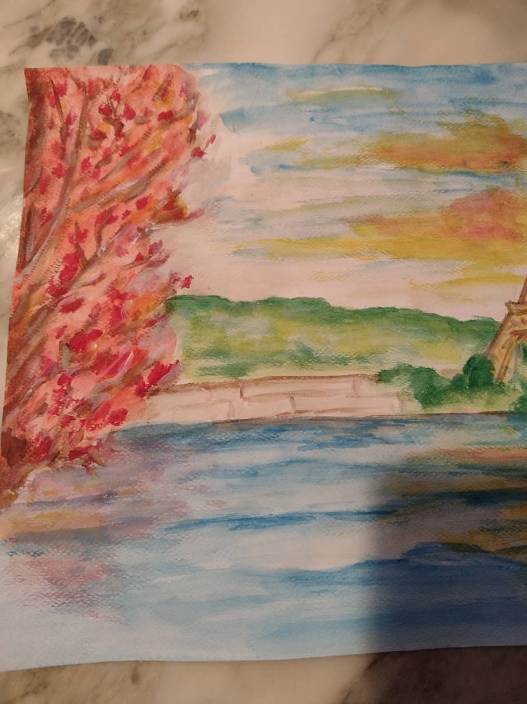 Watercolor painting - Tour Eiffel Paris. Work with authentic Painting ...