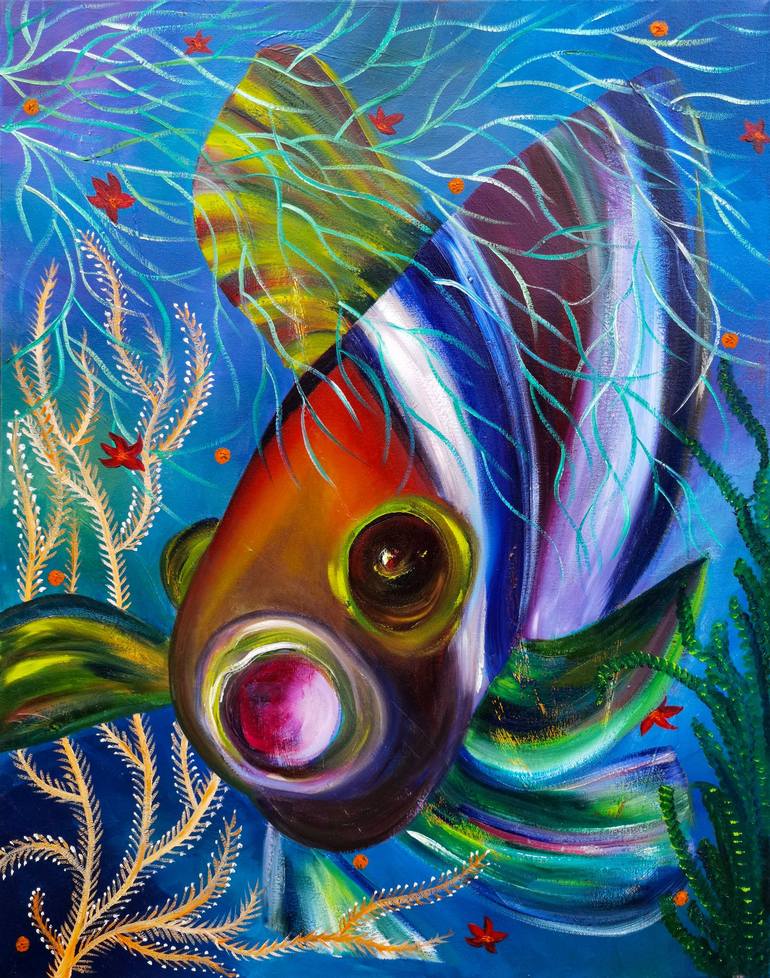 Marine Mystique. Original Oil Painting. Fine Ocean Fish Art. Painting ...