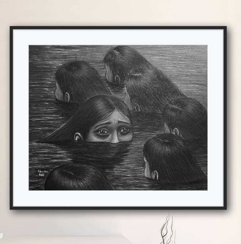 The Stranded Woman Drawing by Alfred Kagya | Saatchi Art