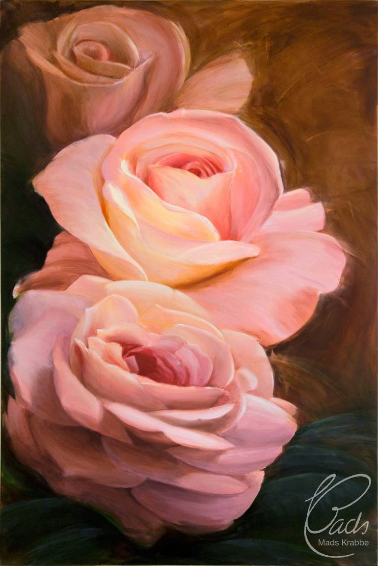 Three roses Painting by Mads Krabbe | Saatchi Art