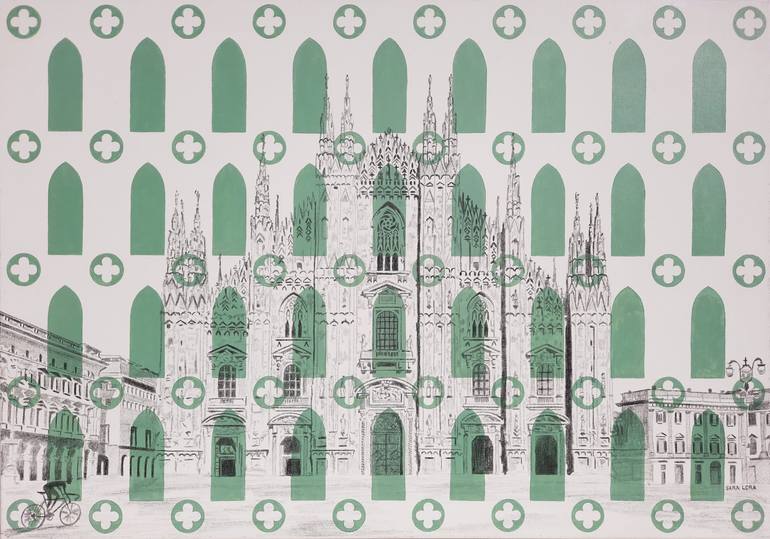 Cycling in Milan Painting by Sara Lora | Saatchi Art