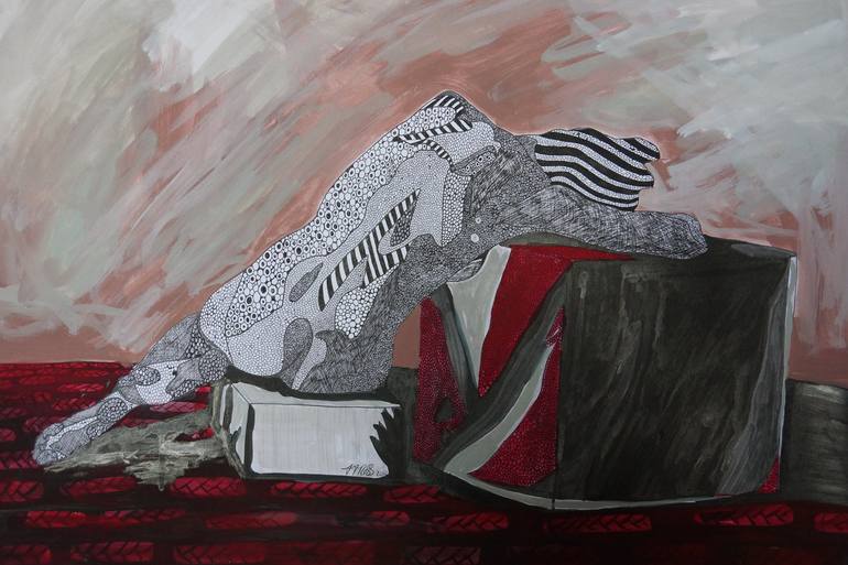 Red Sorrow Drawing by Sharon Ross | Saatchi Art