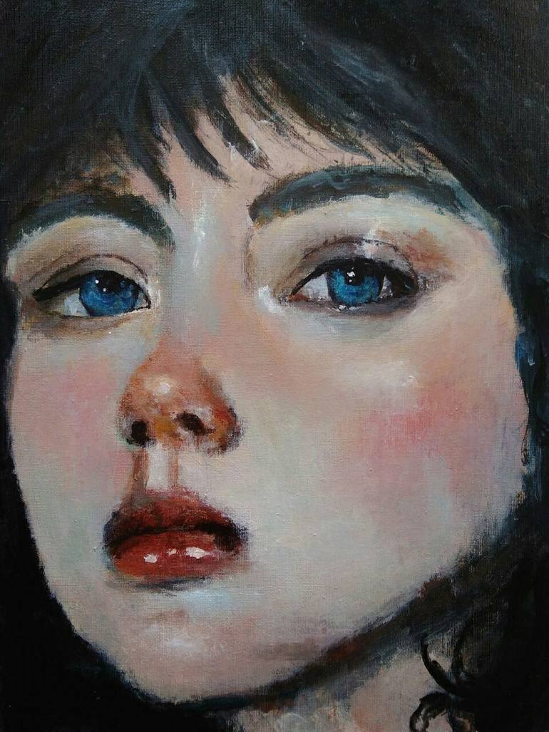 Blue gaze Painting by Sasha Brisac | Saatchi Art