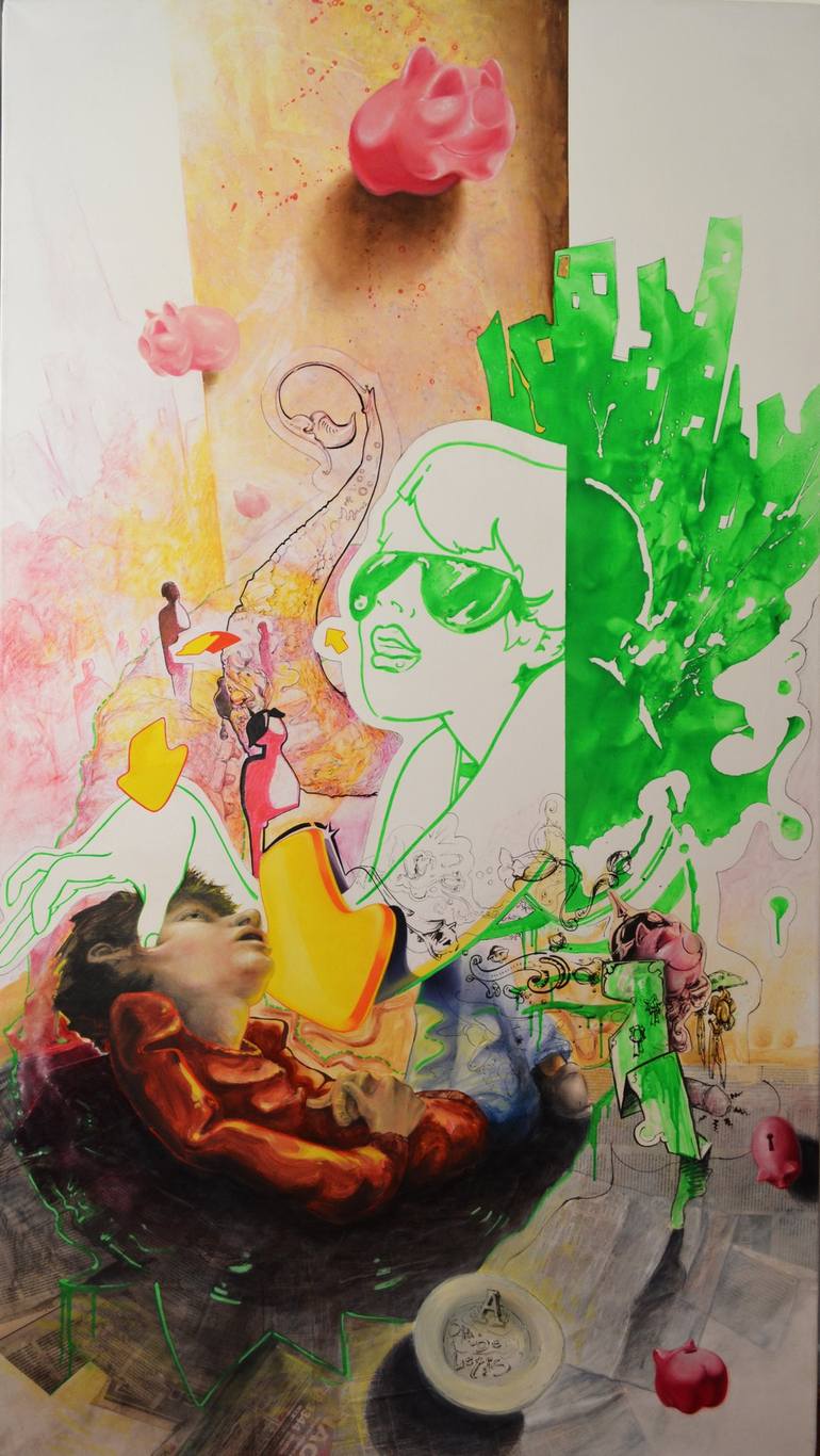 Sopa de Letras - Alphabet soup Painting by Roberto Trejo | Saatchi Art