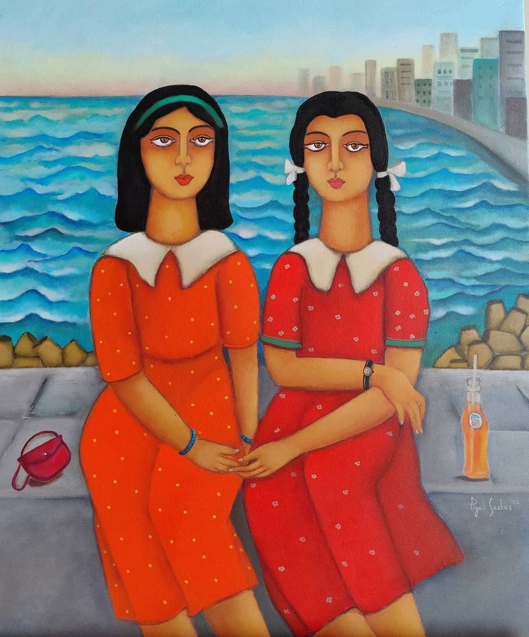 Sisters Painting by Piyali Sarkar | Saatchi Art