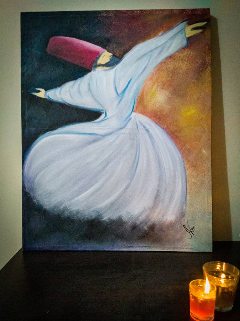 Whirling Derwaish Painting by Iqra Farooqui | Saatchi Art