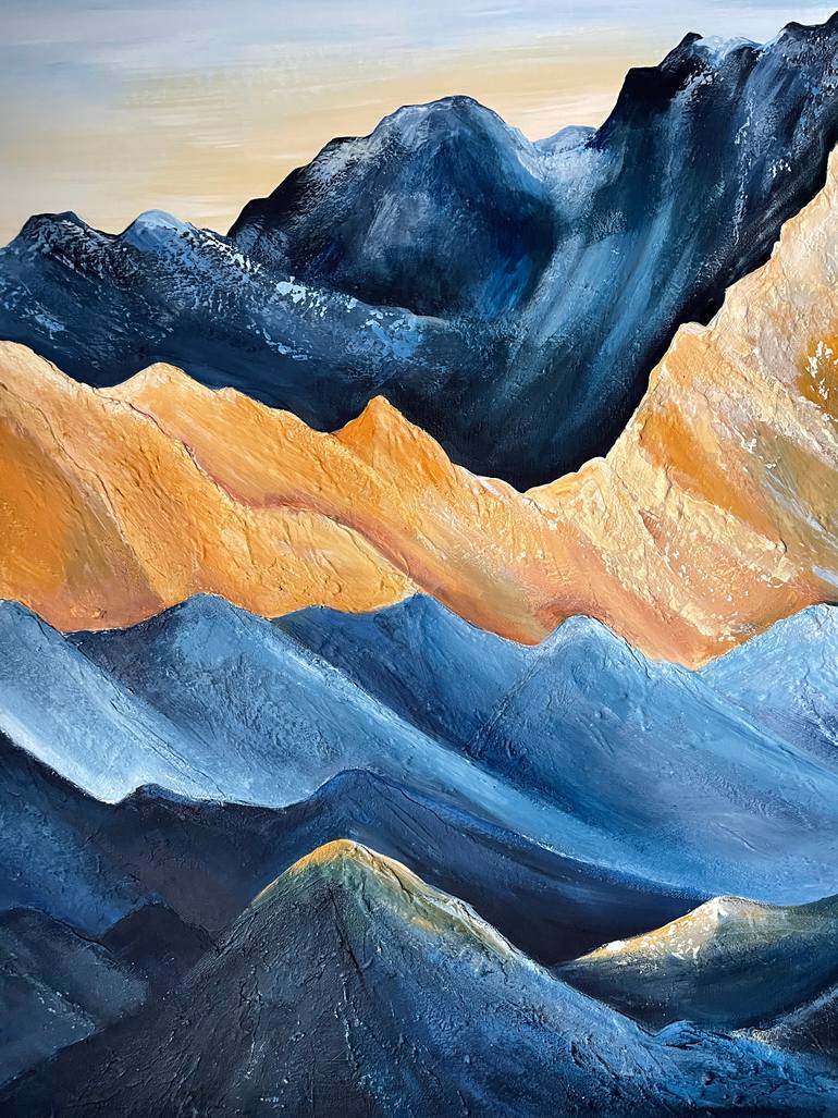 Mountain peak and blue sky Painting by Elina Zelena | Saatchi Art