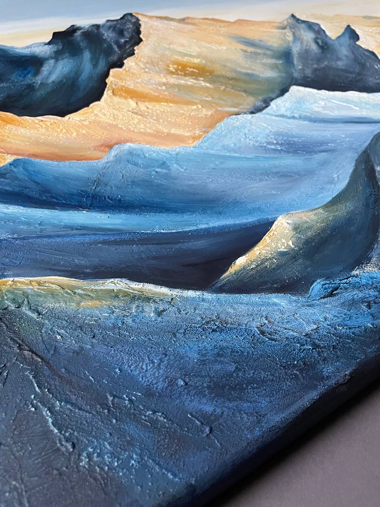 Mountain peak and blue sky Painting by Elina Zelena | Saatchi Art