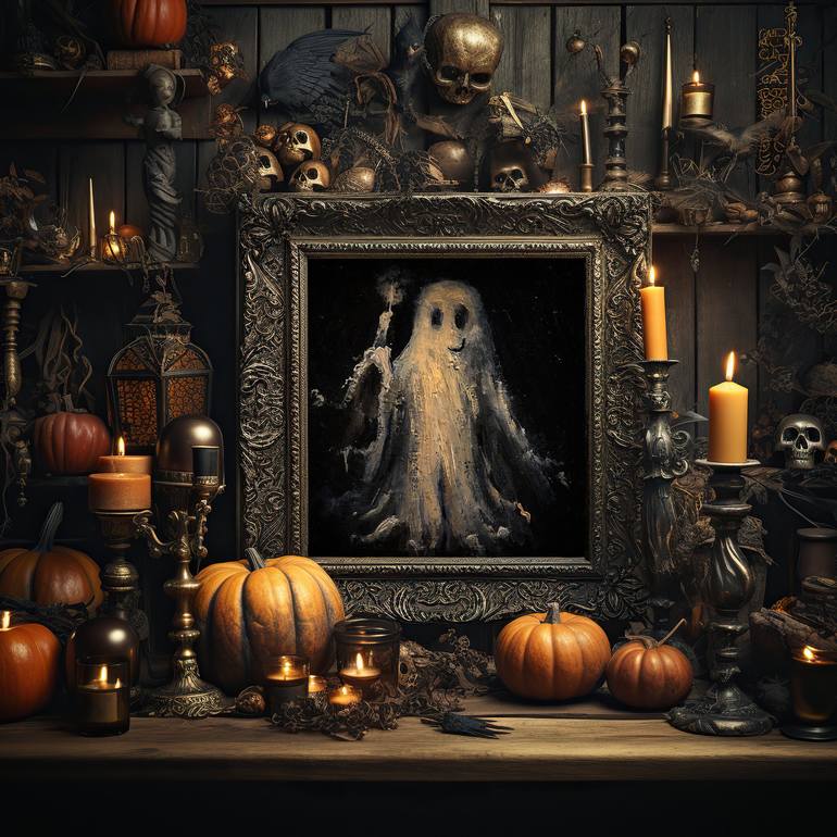 Ghost with candle #38 Painting by Mikhail Khalin | Saatchi Art