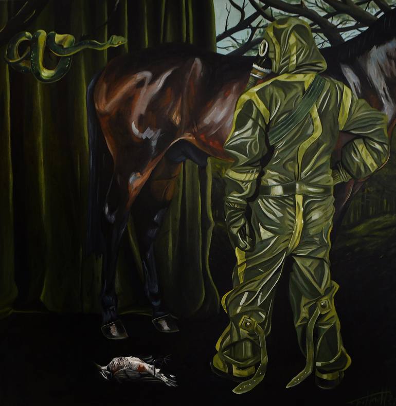 'Mysterious death of a trush bird' Painting by Szymon Kurpiewski ...